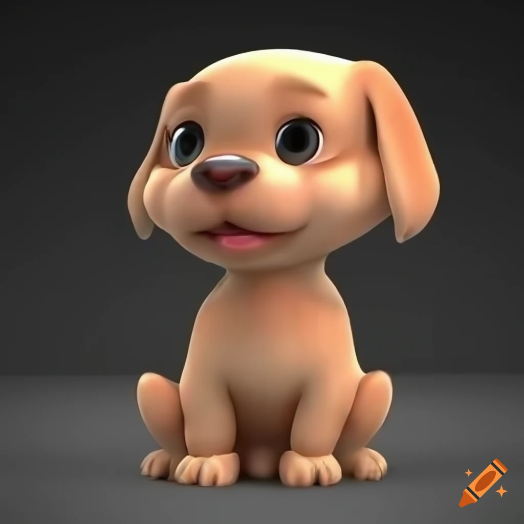 3d cartoon puppy cute adorable cuddly on Craiyon