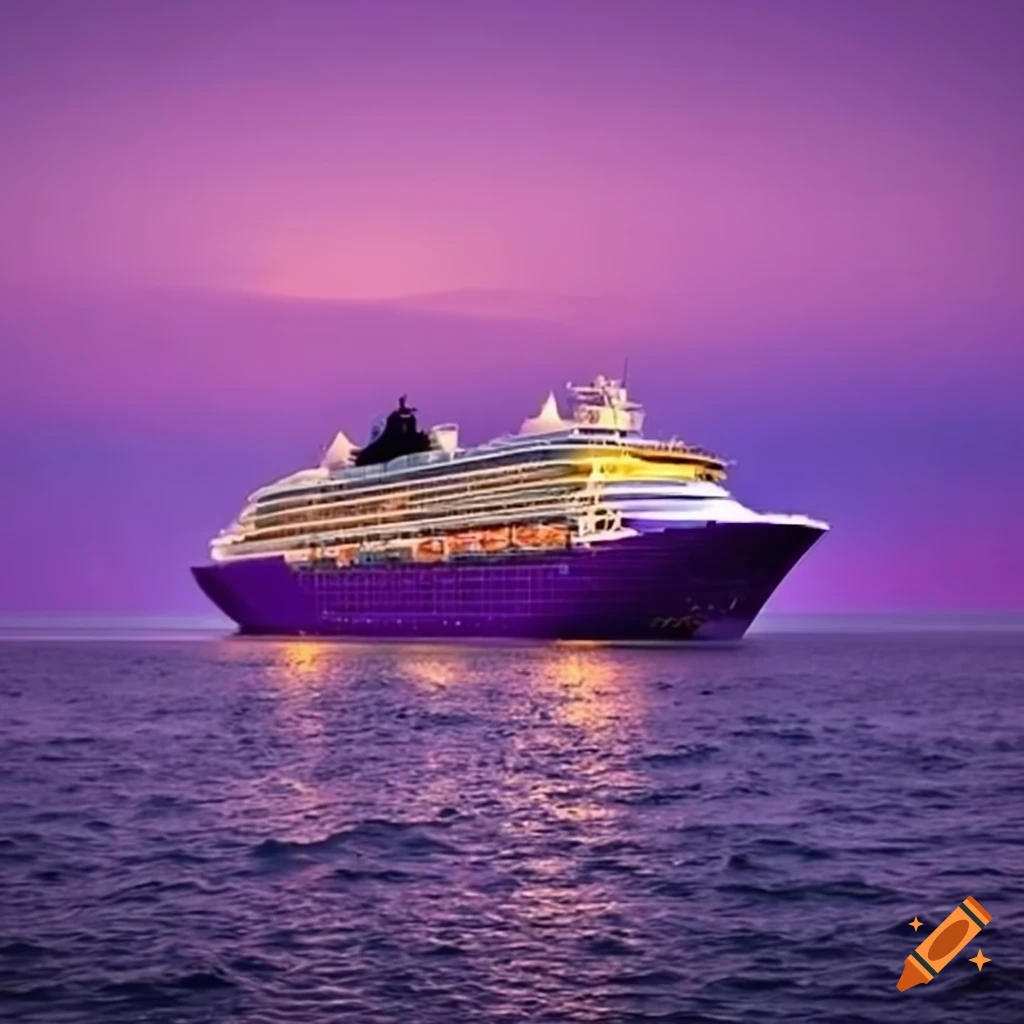 Purple cruise ship on Craiyon