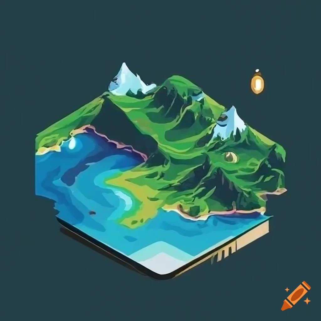 Trekking app walking mountain landscape roads immersive illustration ...