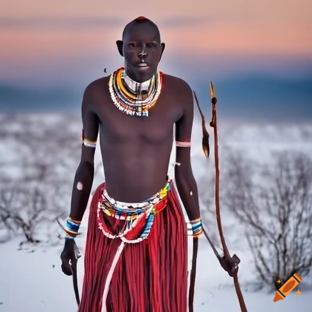 Masai warrior in snow