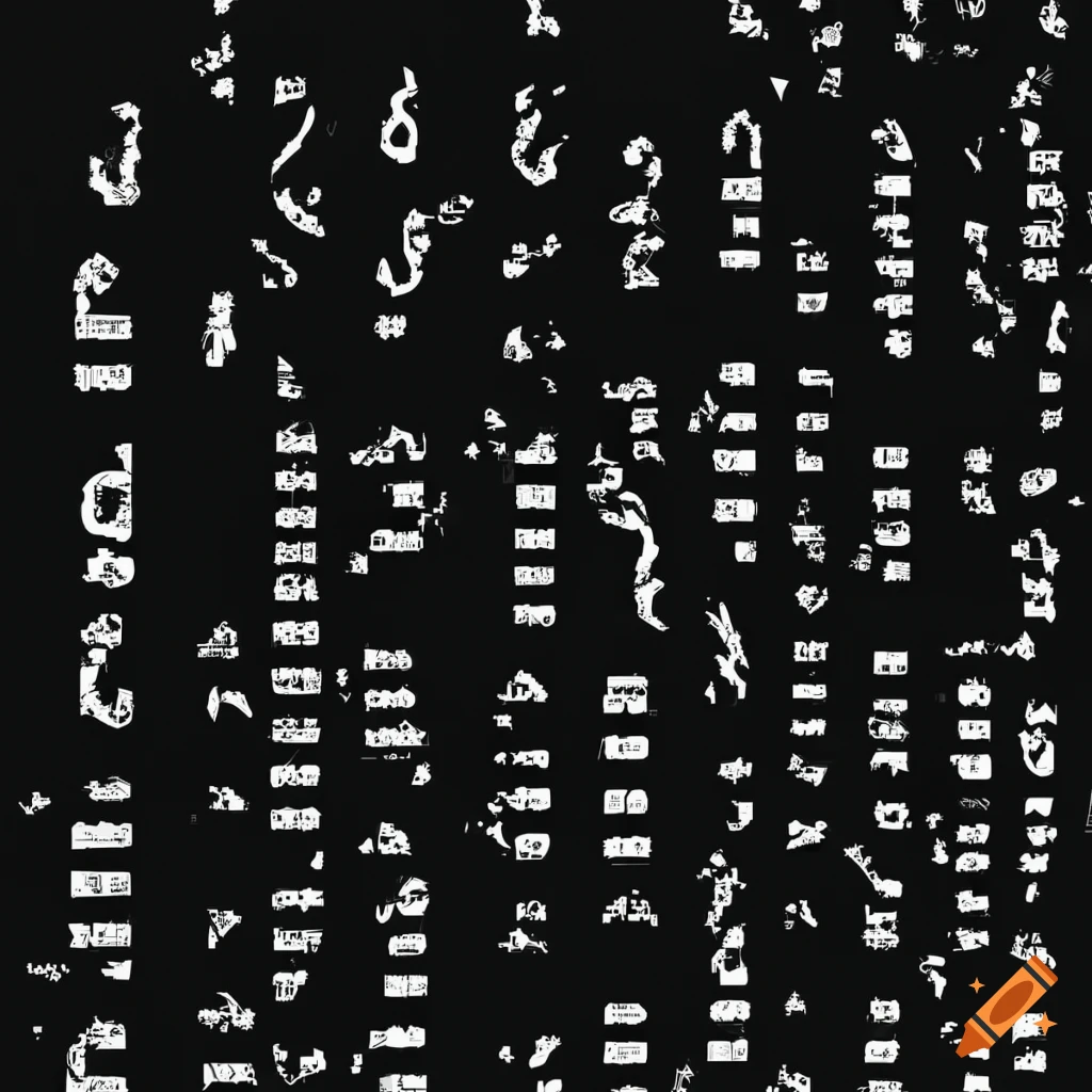 White digital code printed by tree's silhouettes on a black background ...