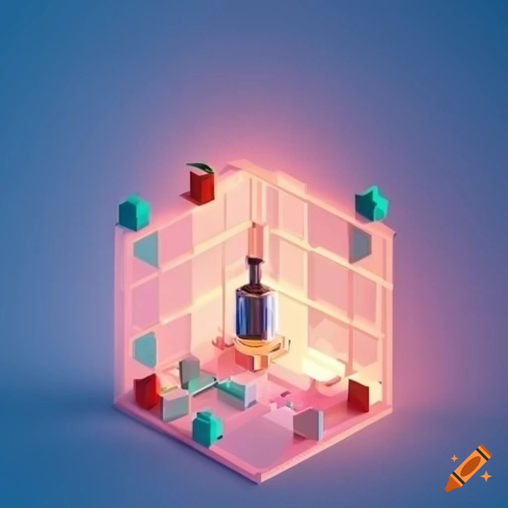 Tiny isometric cube room if it was a perfume bottle on Craiyon