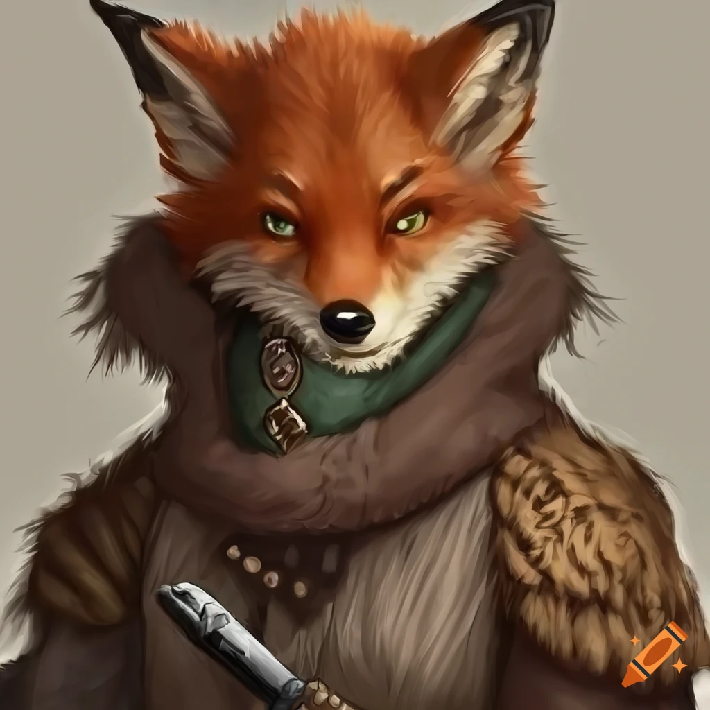 Dnd character portrait foxfolk highly detailed rogue brown fur on Craiyon