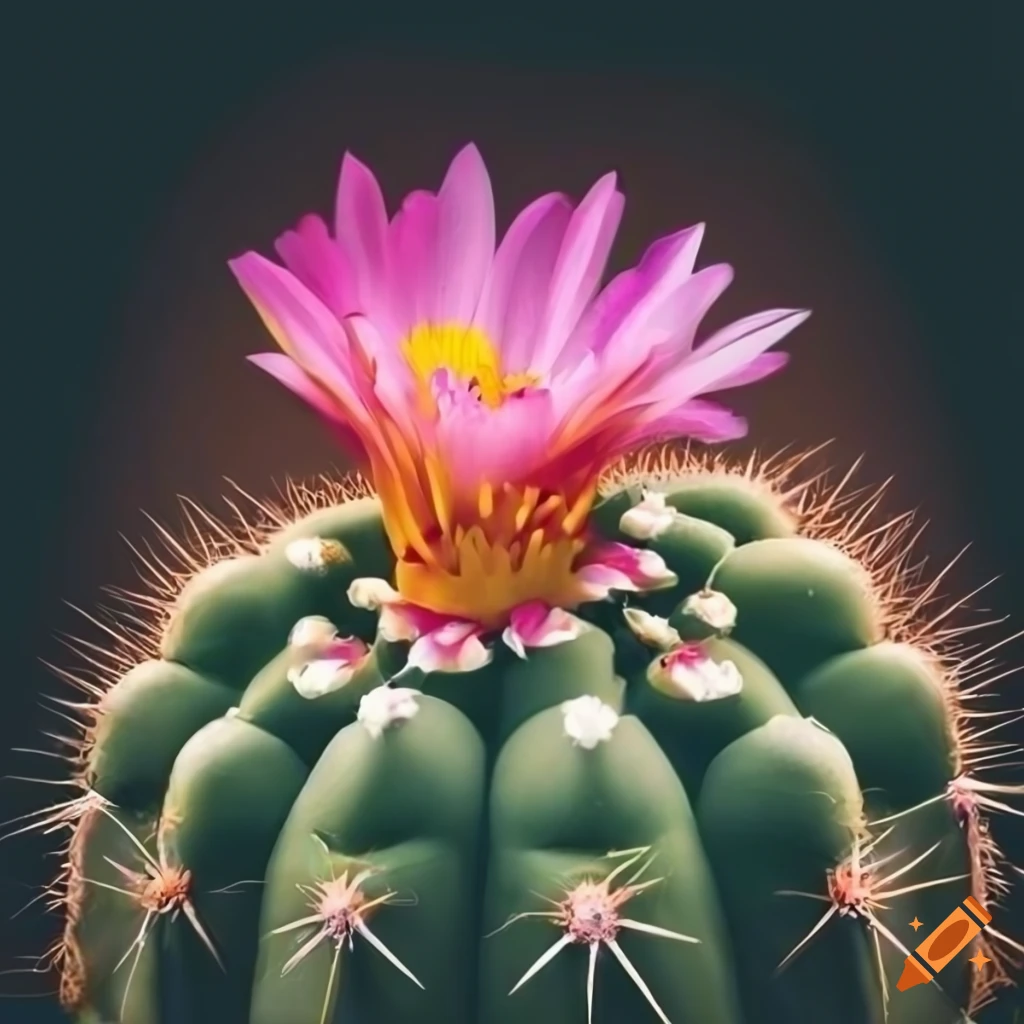 Peyote cactus with a beautiful blossoming flower. This image will be ...