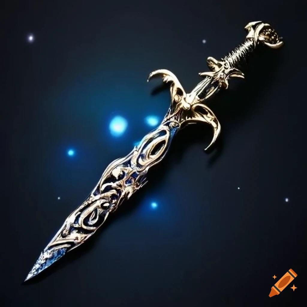 A magical ornate dagger made of crystal. You can see stars inside the ...