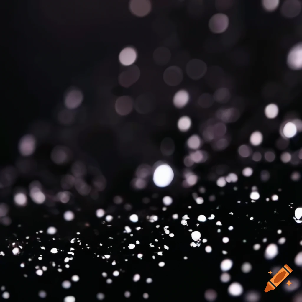 Shiny particles in a black background, macro view