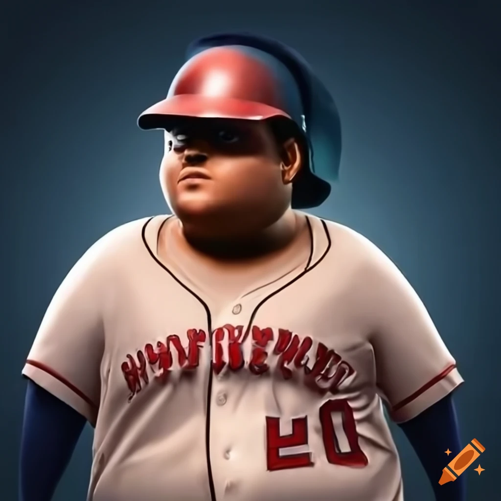 20 year chubby man in a baseball uniform, ultra detailed