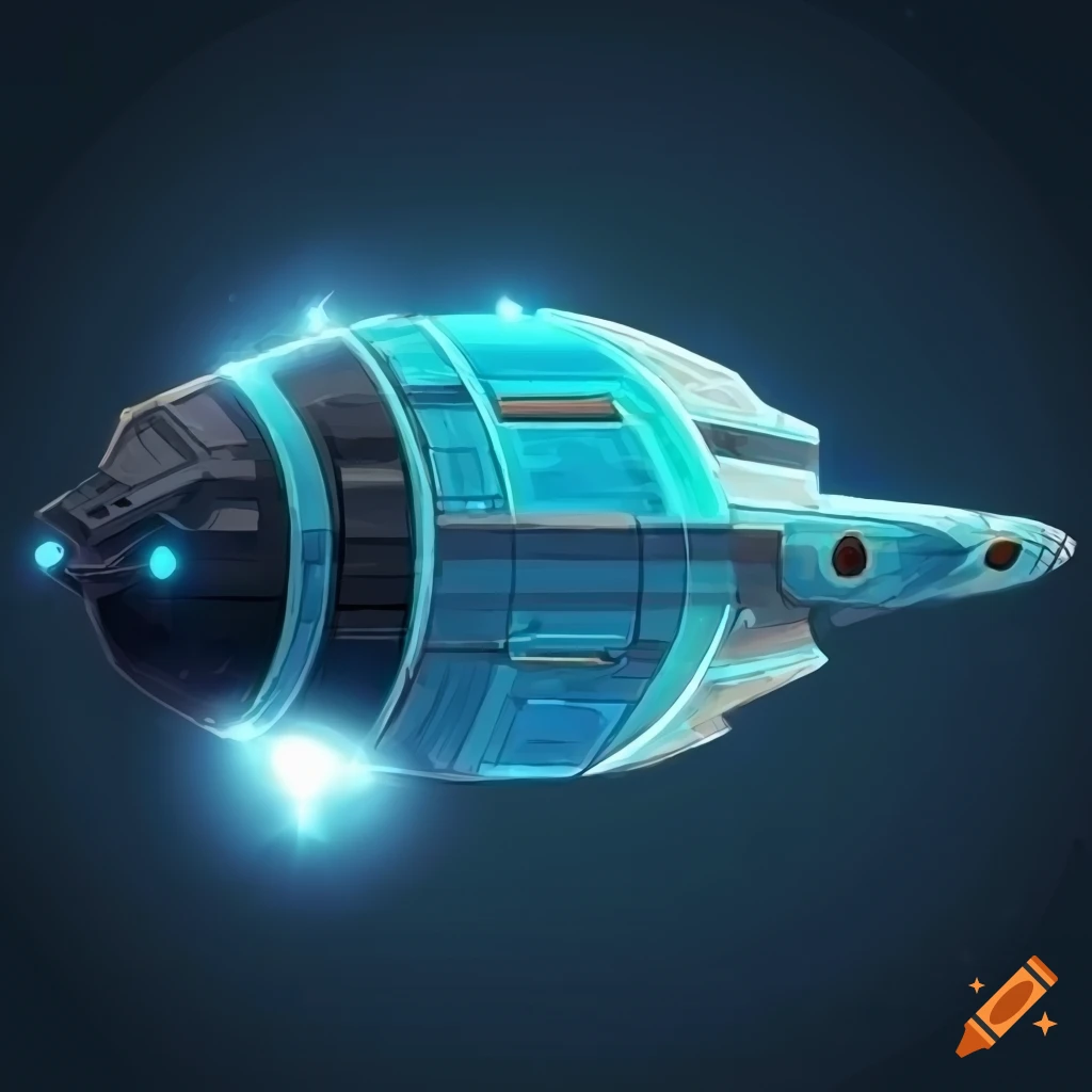 An electronic space ship component, in icon form, like game art concept ...
