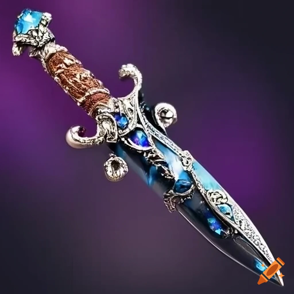 An enchanting crystal dagger with starry blade and silver accents on ...