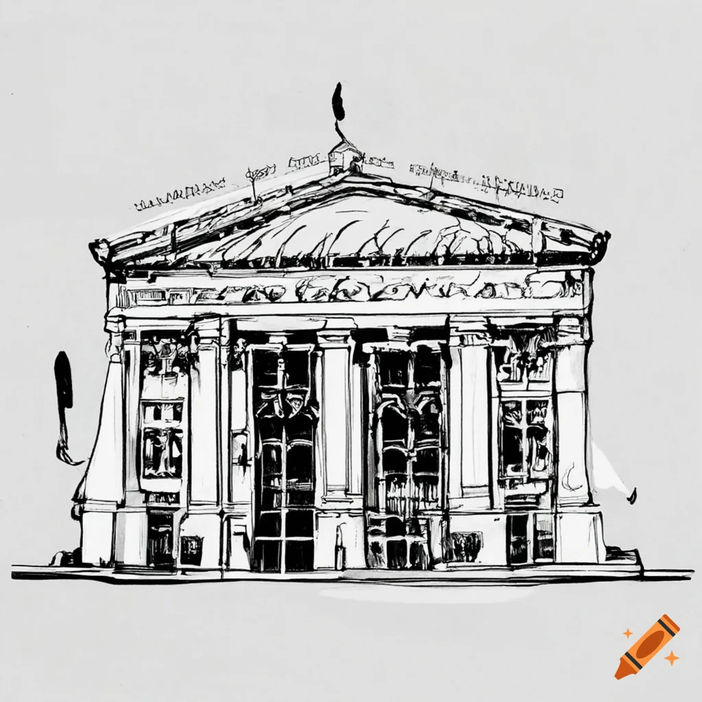 Drawing of the entrance of the natural science museum located in buenos ...