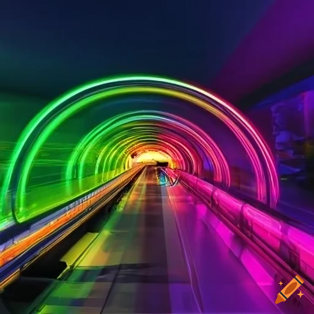 Intergalactic neon rainbow monorail track
