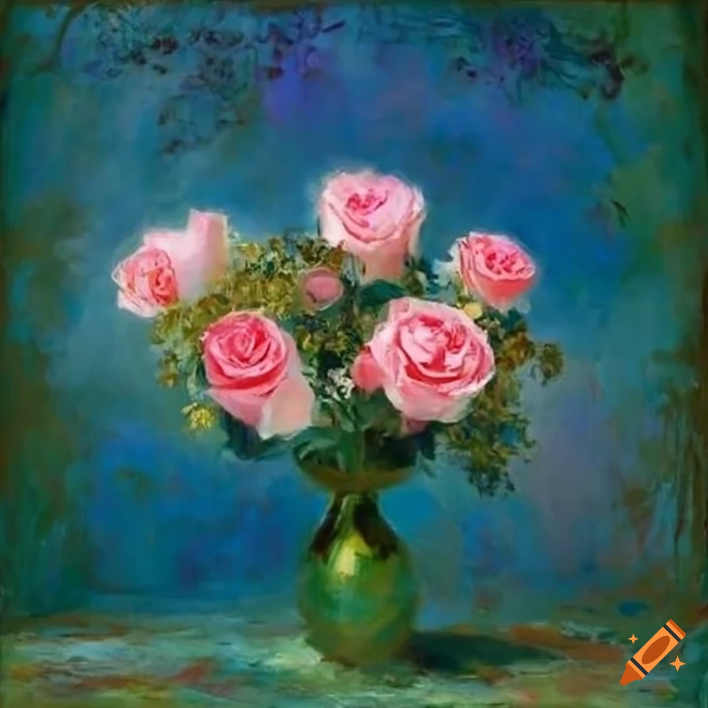 A beautiful bouquet of roses impressively painted by monet on Craiyon