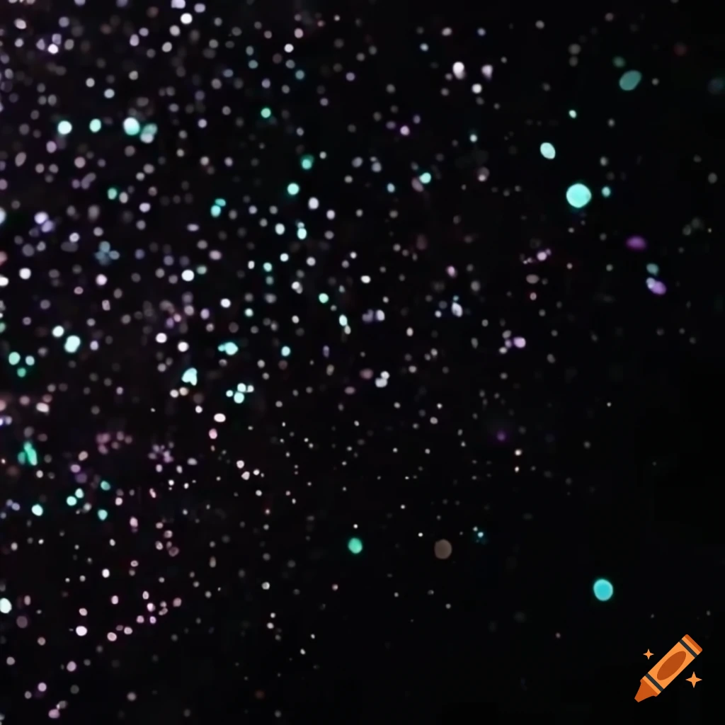 Glittering particles on black background, zoomed in on Craiyon