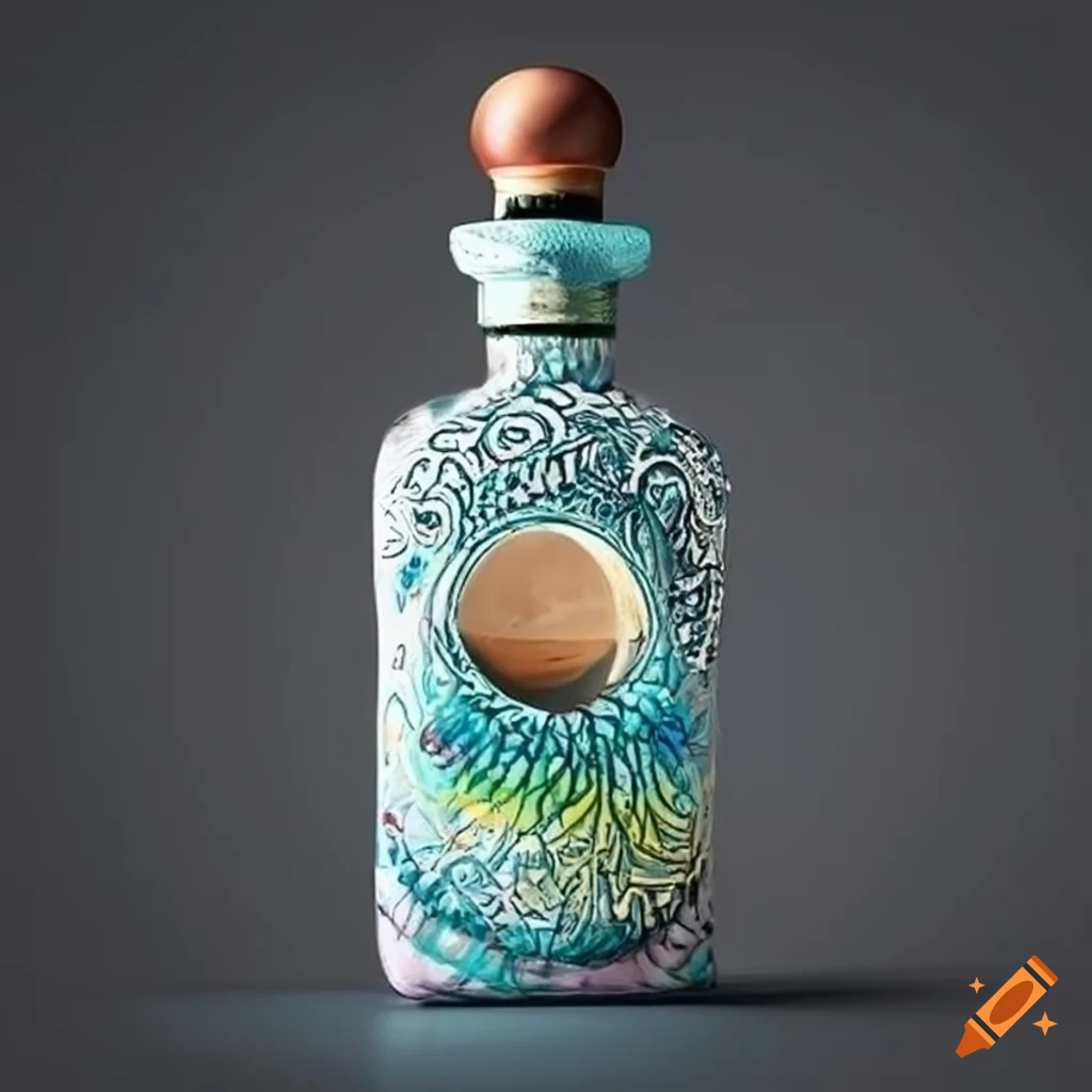 Botella de tequila con arte en el diseño inspirado en méxico