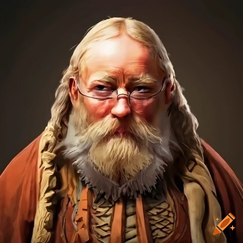 Portrait of a viking merchant with glasses