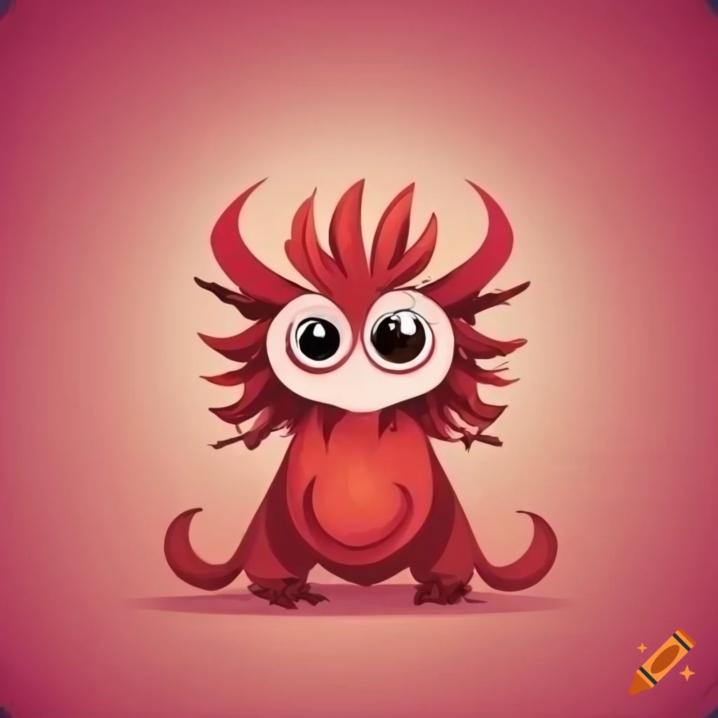 Cute red feathered monster white background on Craiyon