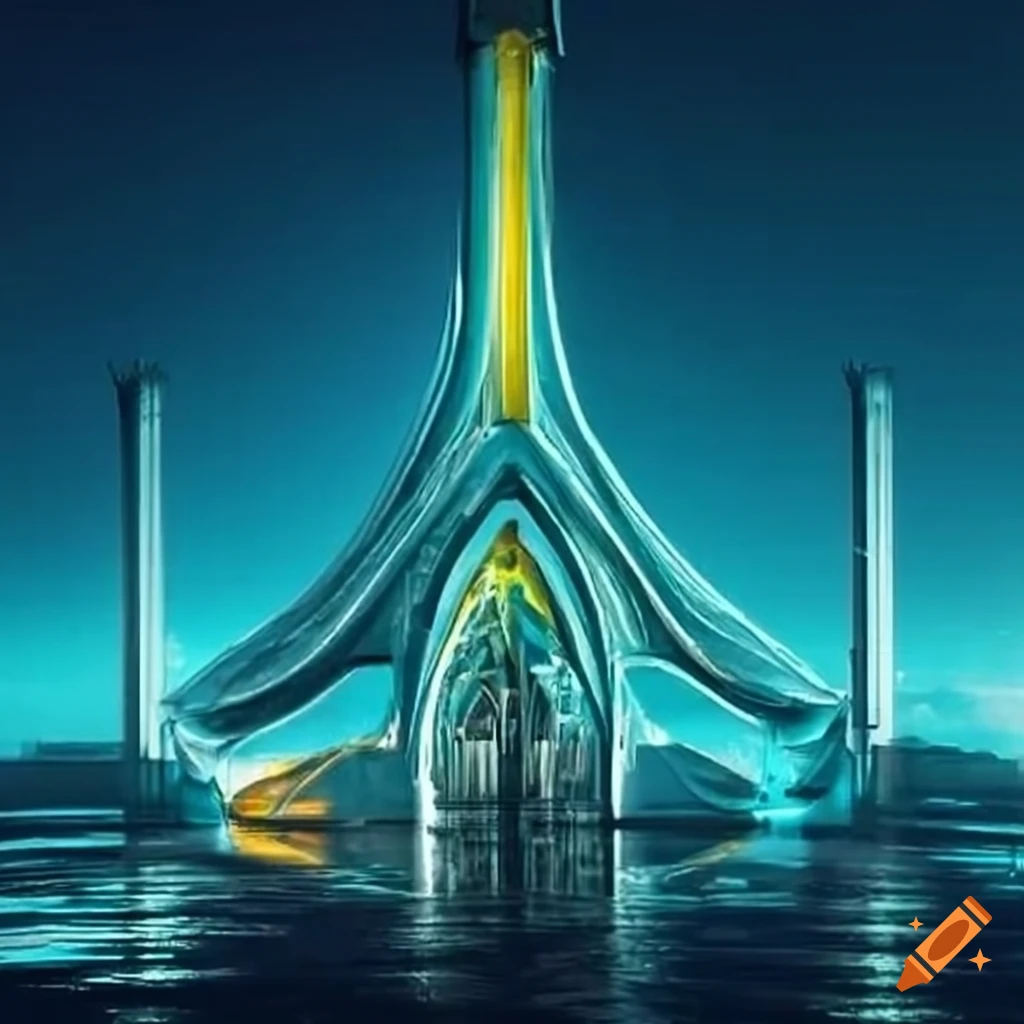 Futurist giant city weird design complex structures yellow strange ...