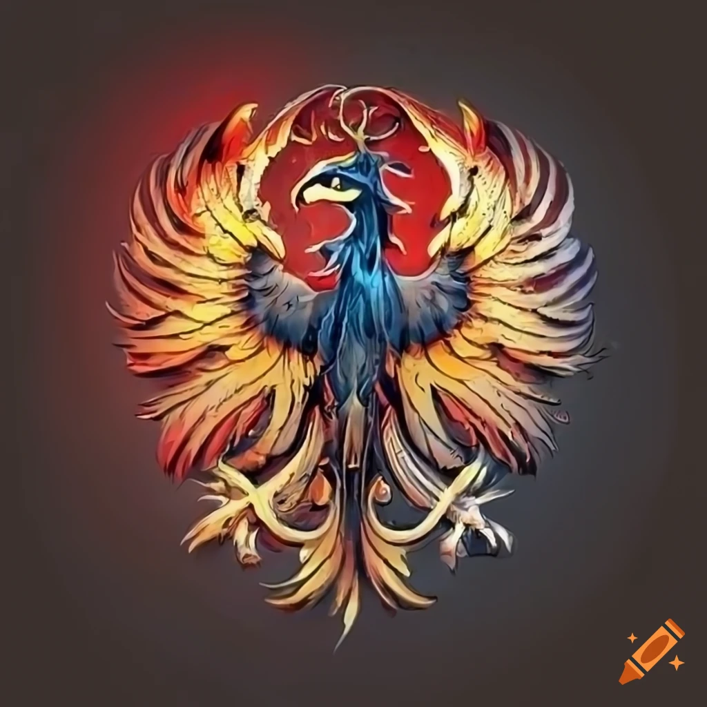 Family crest featuring a phoenix