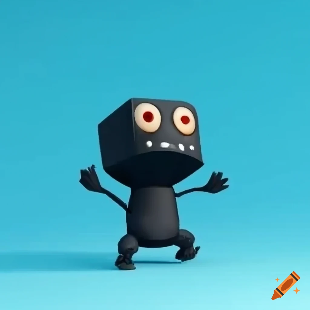 Cute little square monster break dancing on Craiyon