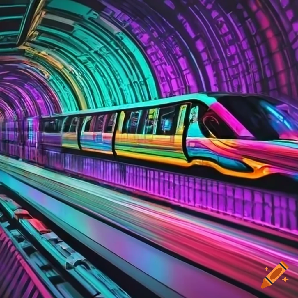 Intergalactic neon rainbow monorail track