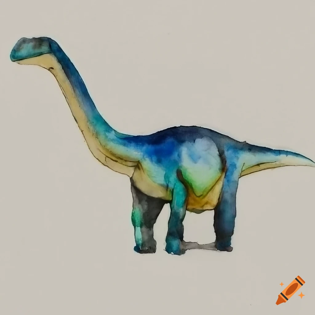 Watercolor portrait of a brontosaurus