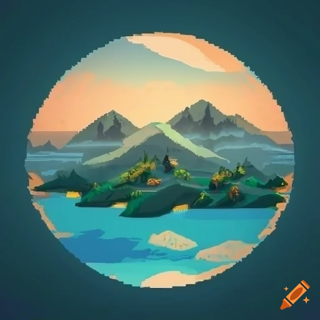 Mountain landscape roads immersive illustration minimalistic logo of a ...