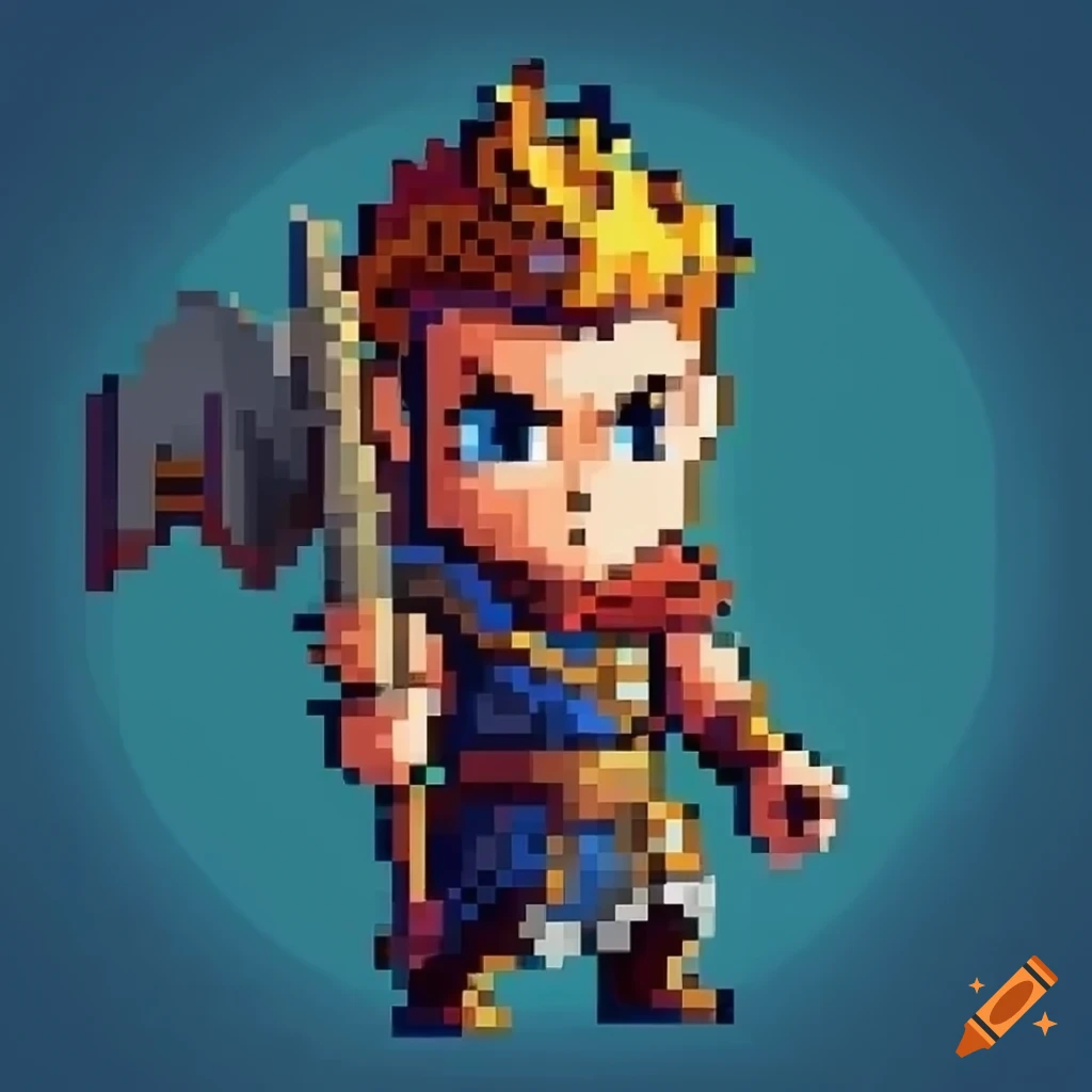 Pixel medieval hero like wonder boy