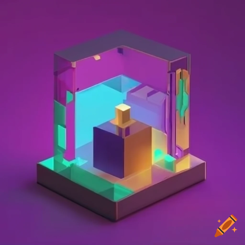 Tiny isometric cube room if it was a perfume bottle on Craiyon