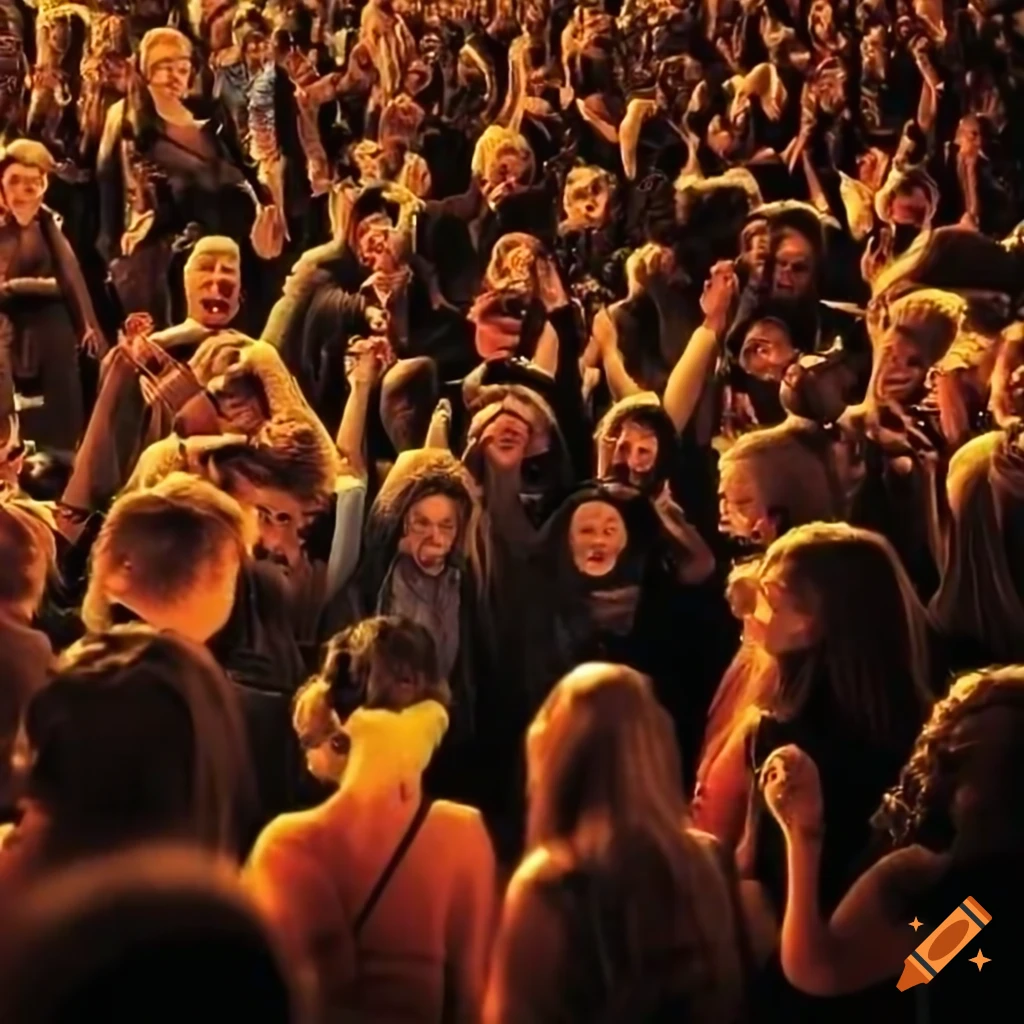 A crowd of happy people