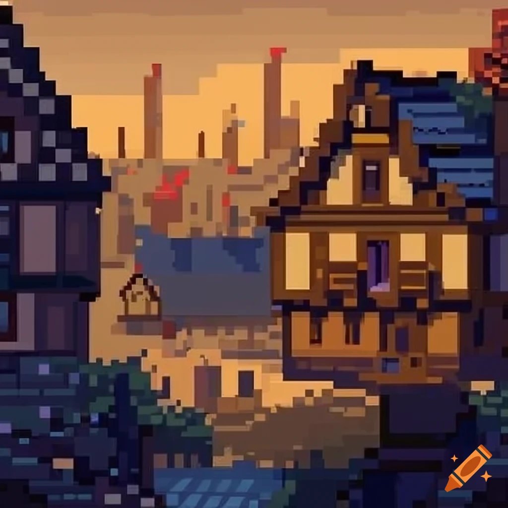 Medieval village pixel art