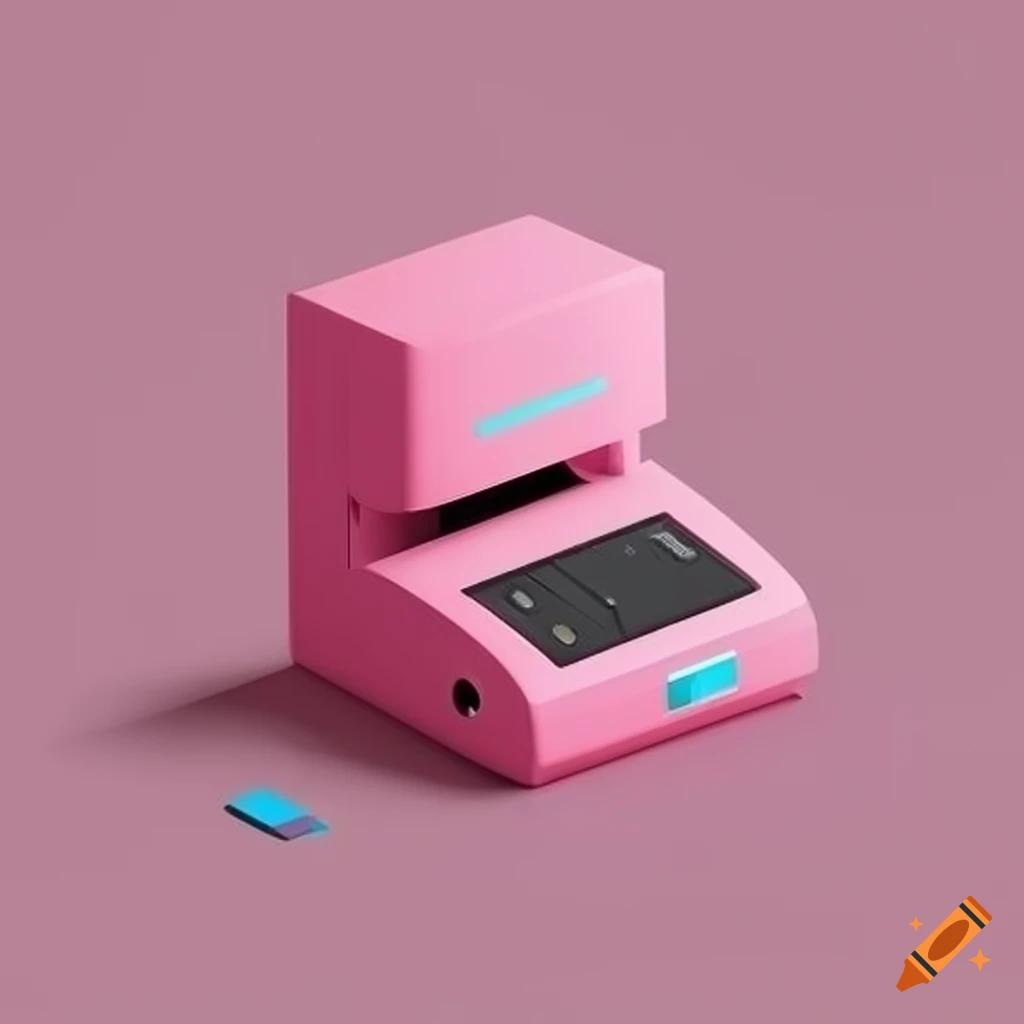Cute pink isometric office printer on Craiyon