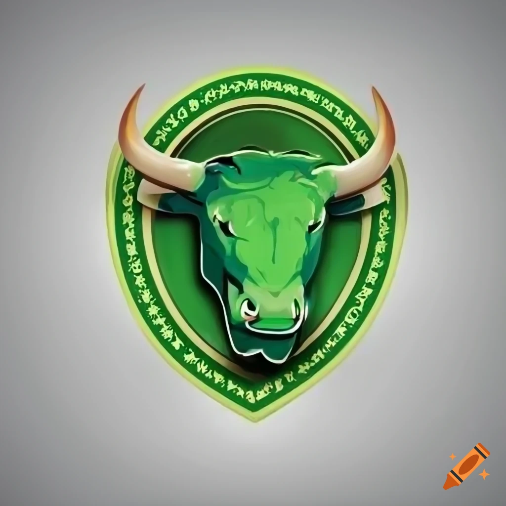 Soccer team's green emblem with a bull's head and white background
