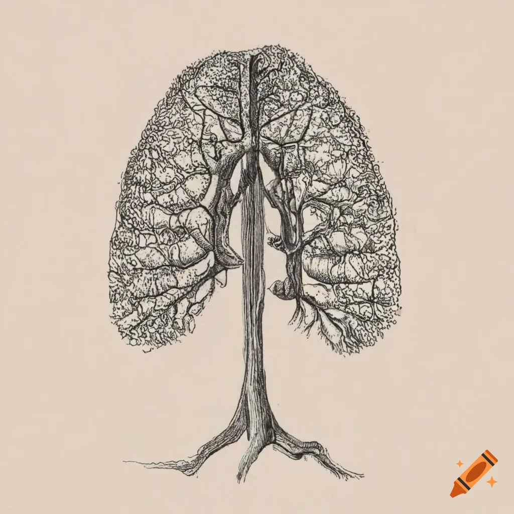 A tree like upside-down human lung, the branches of the tree would similar to the airways and ...