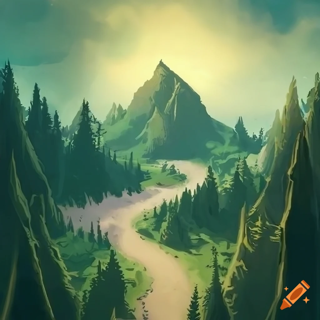 Mountain landscape roads , highlighting key locations and landmarks ...