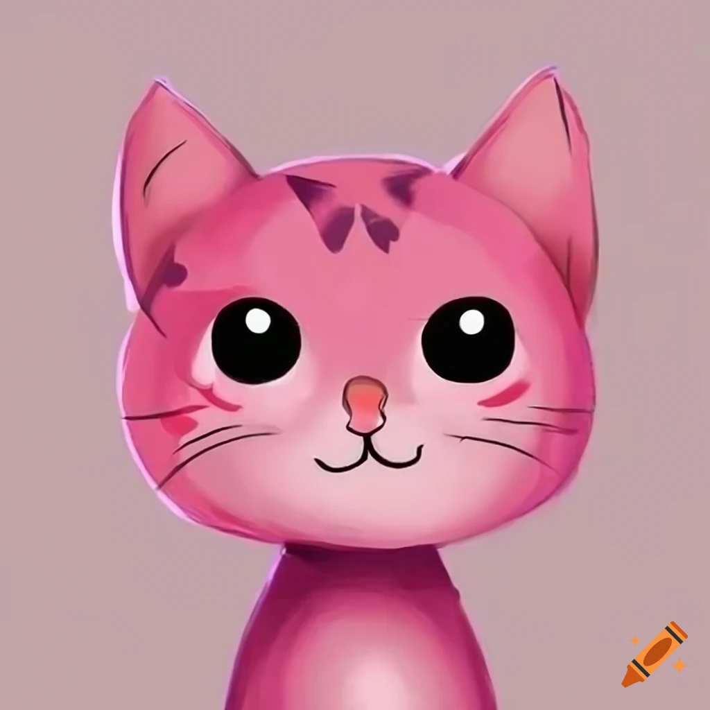Cute cartoon cat pink on Craiyon