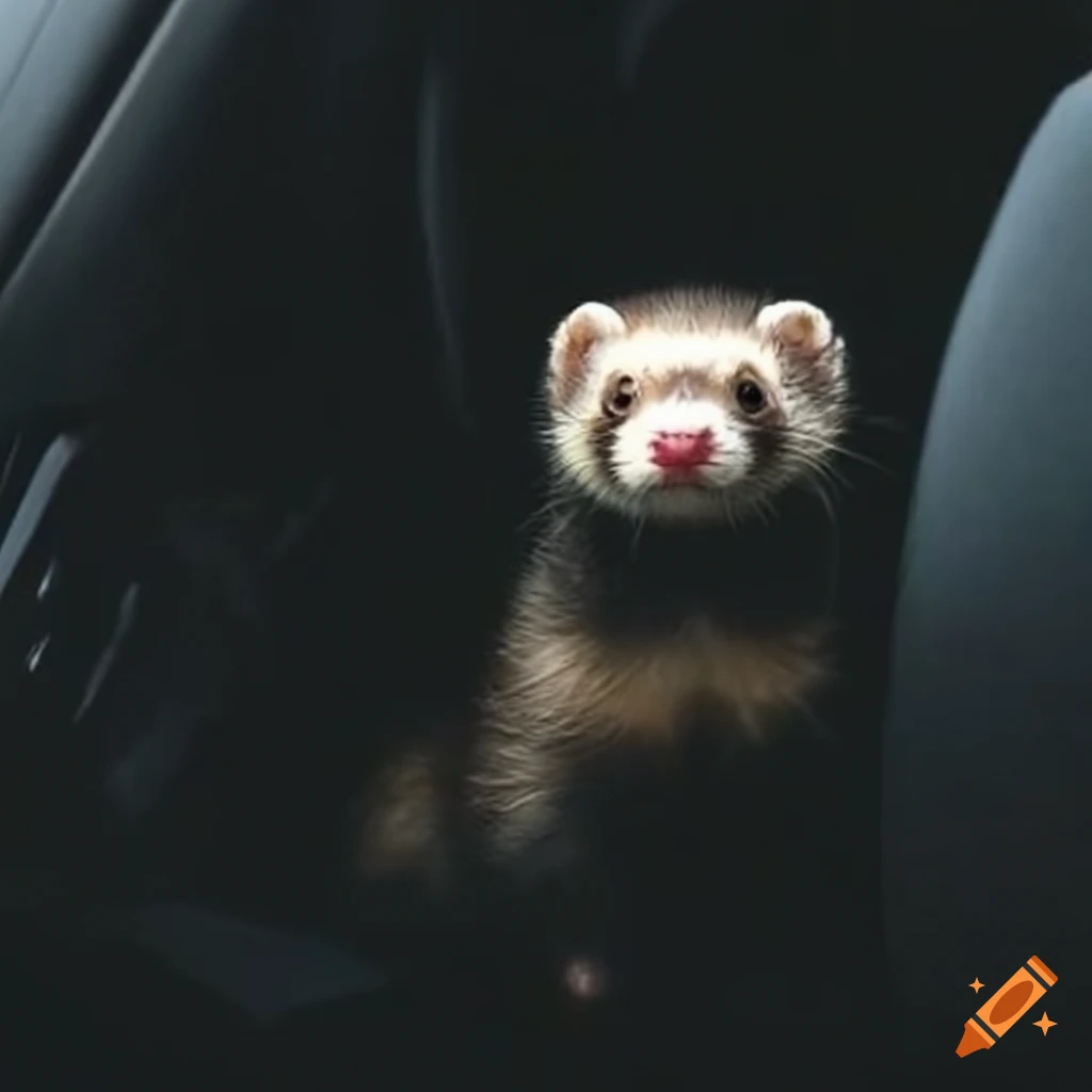 Ferret in a car