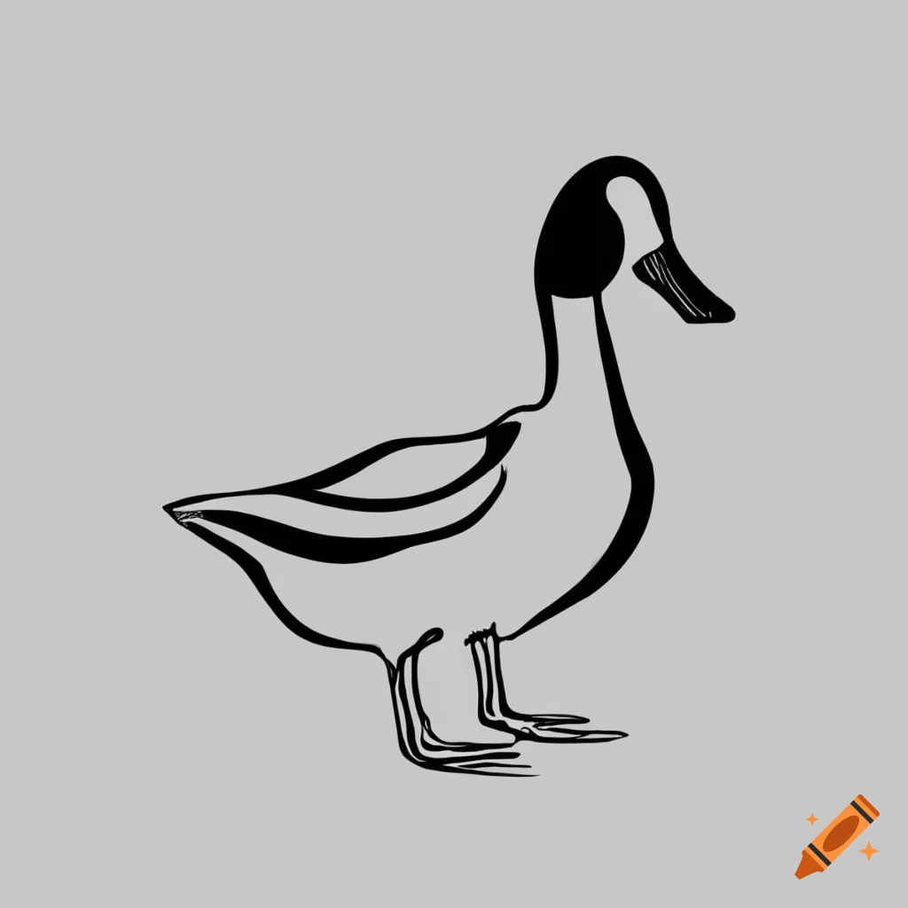 Duck sketch with bold lines in bauhaus style