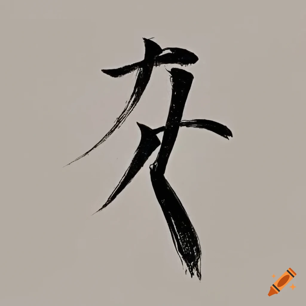 Single symbol sigil like a tramp-sign drawn by a japanese calligrapher ...