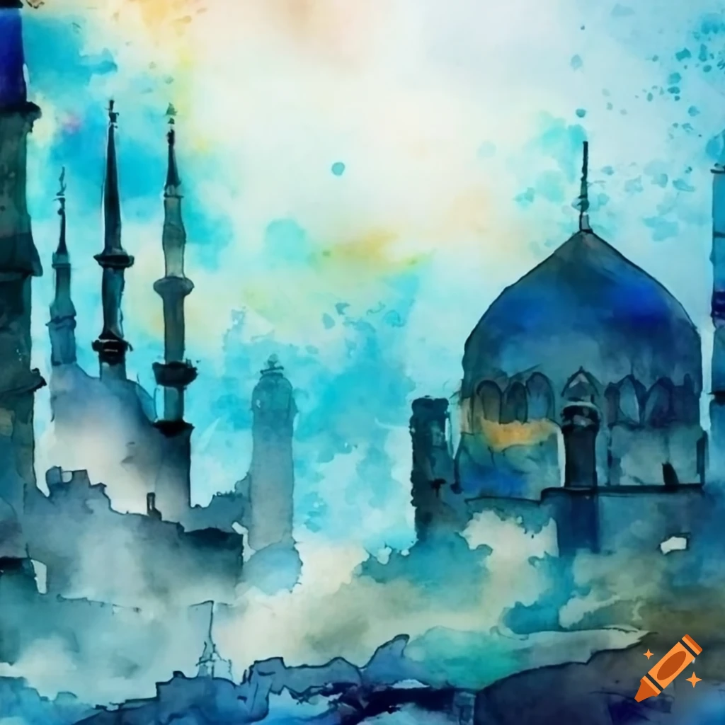 A watercolor painting of muslim city in a fantasy setting on Craiyon