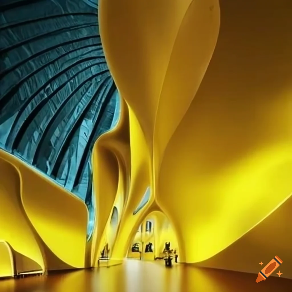 Futurist giant city weird design complex structures yellow strange ...