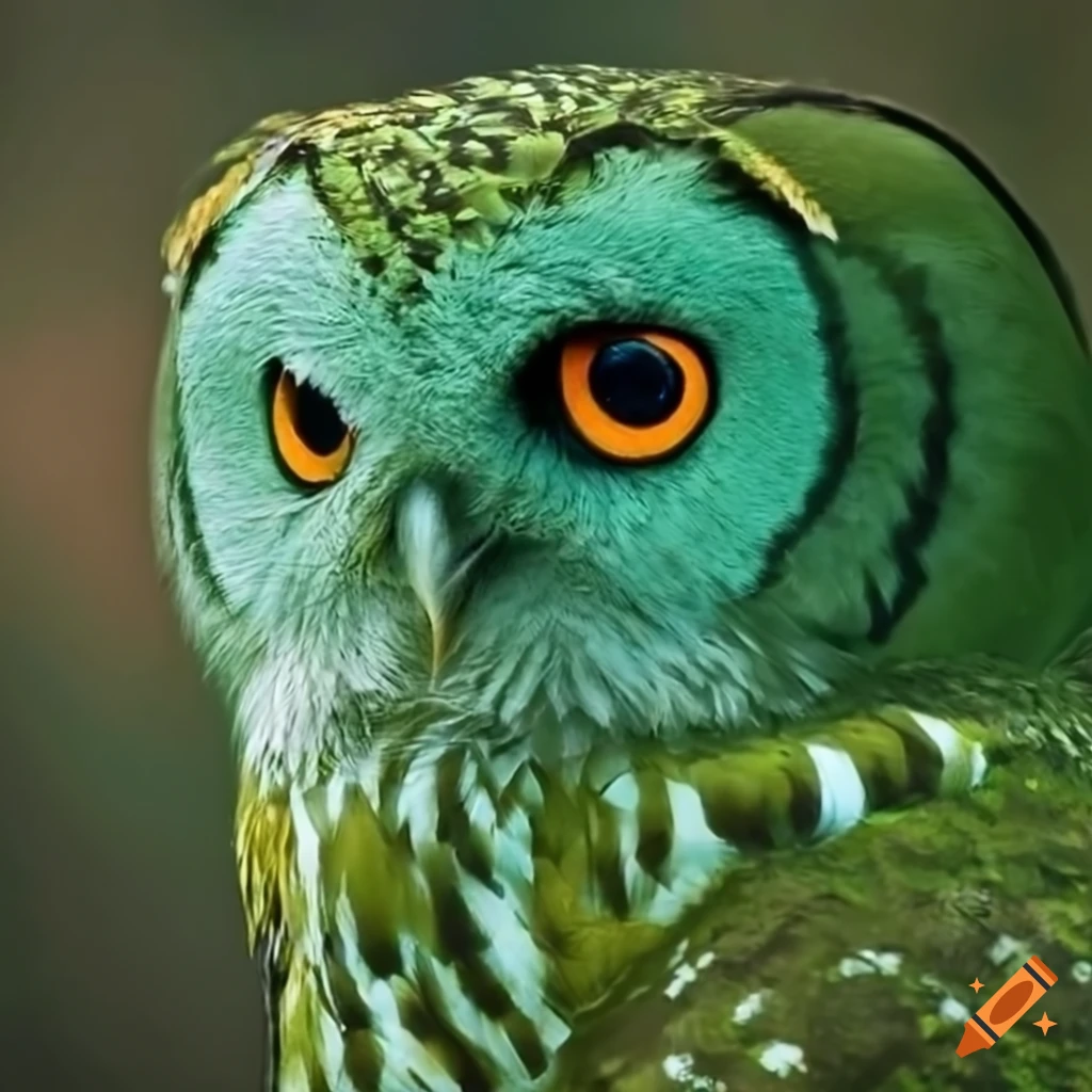 Green owl on Craiyon