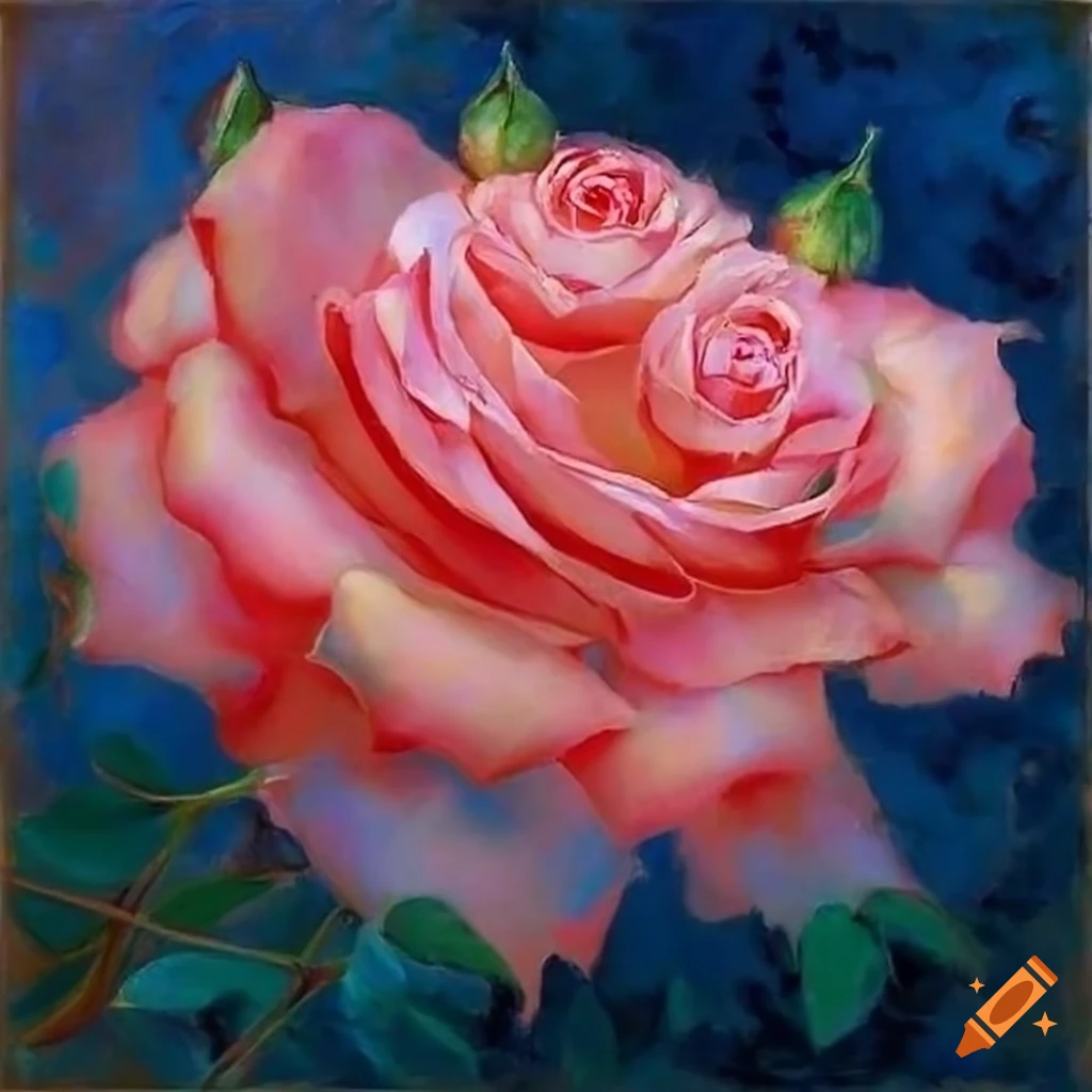 A beautiful bouquet of roses impressively painted by monet