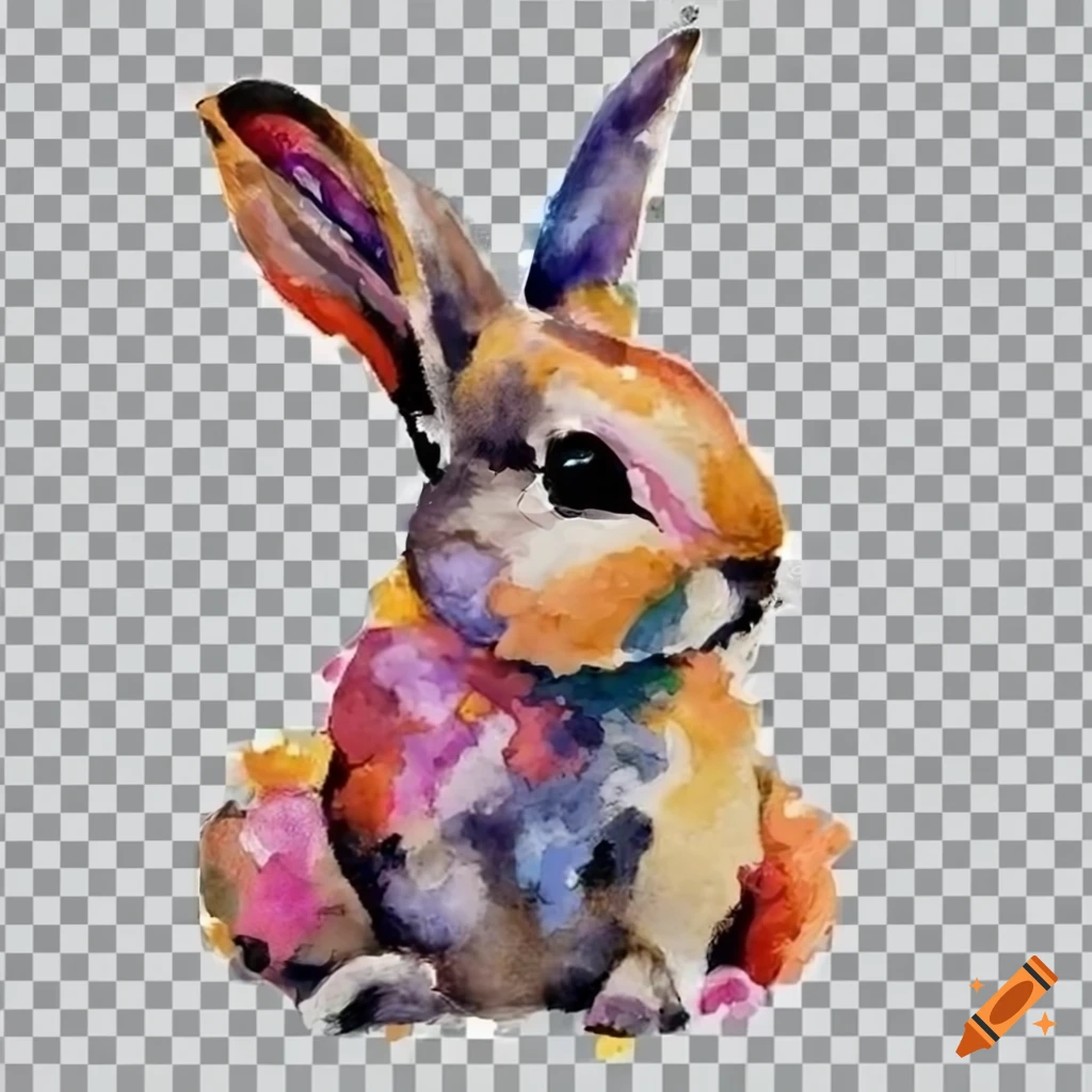 Watercolor whimsical woodland bunny transparent background on Craiyon