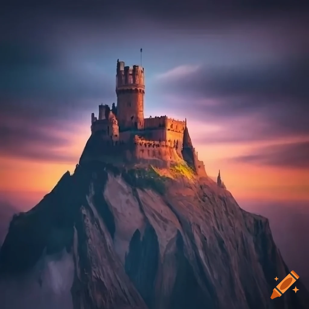 Distant castle on a mountain