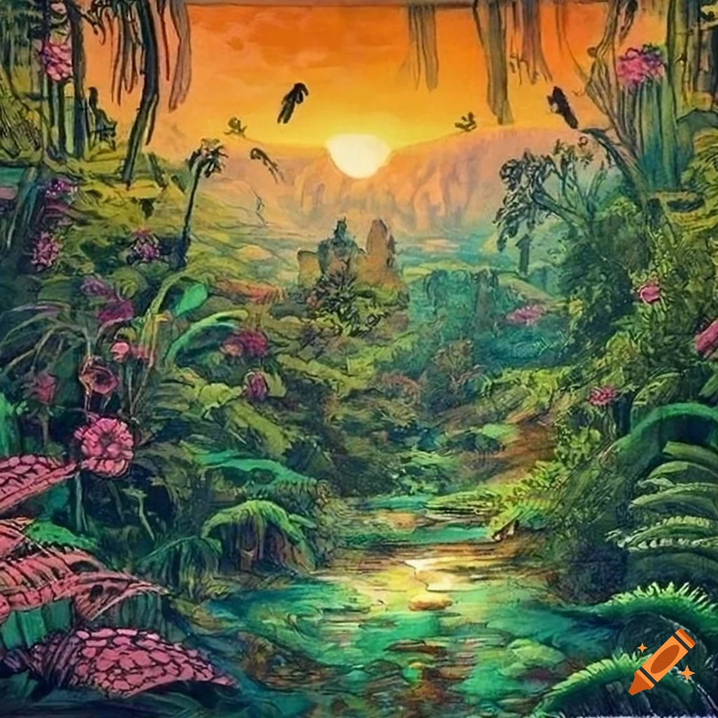 Jungle landscape panorama by Mexican artist Francisco Eppens Helguera ...