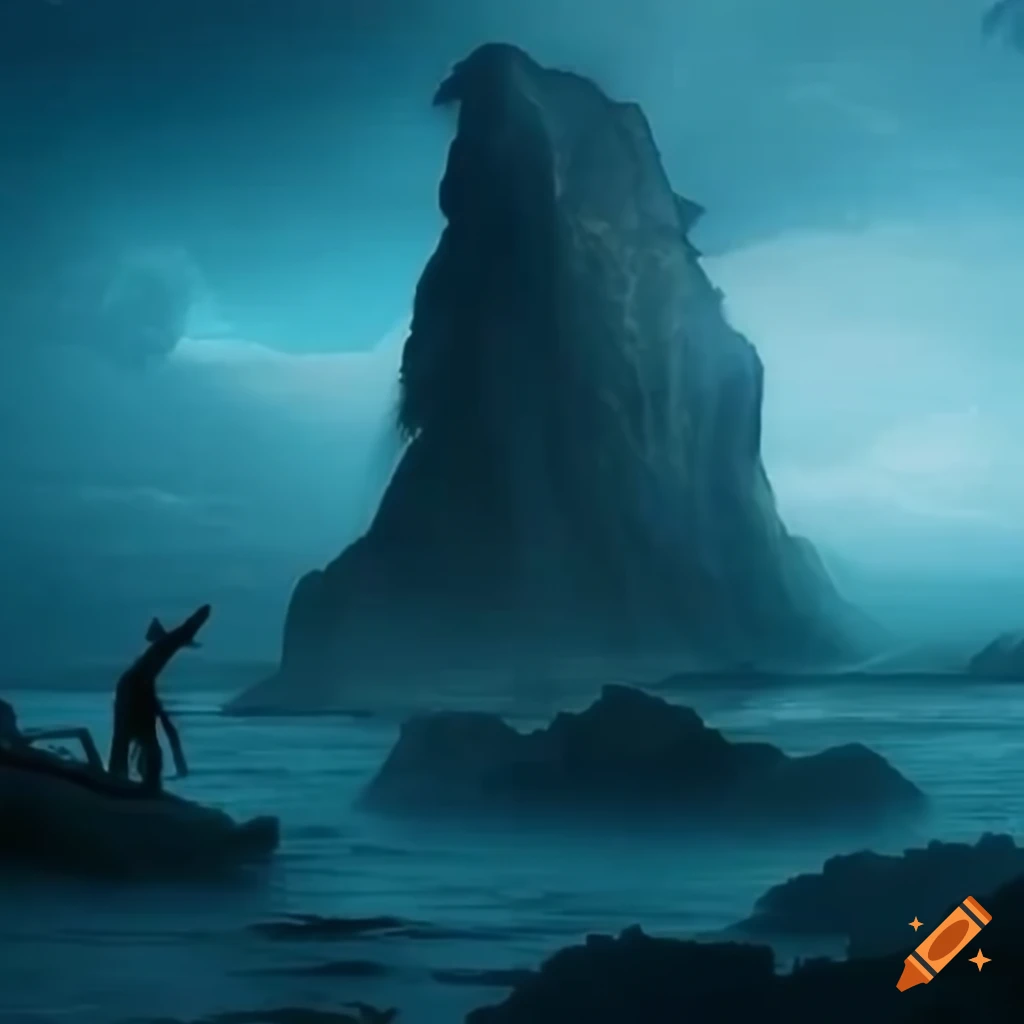 Odiseo y su tripulación llegando a la isla de los Lestrigones, una ...