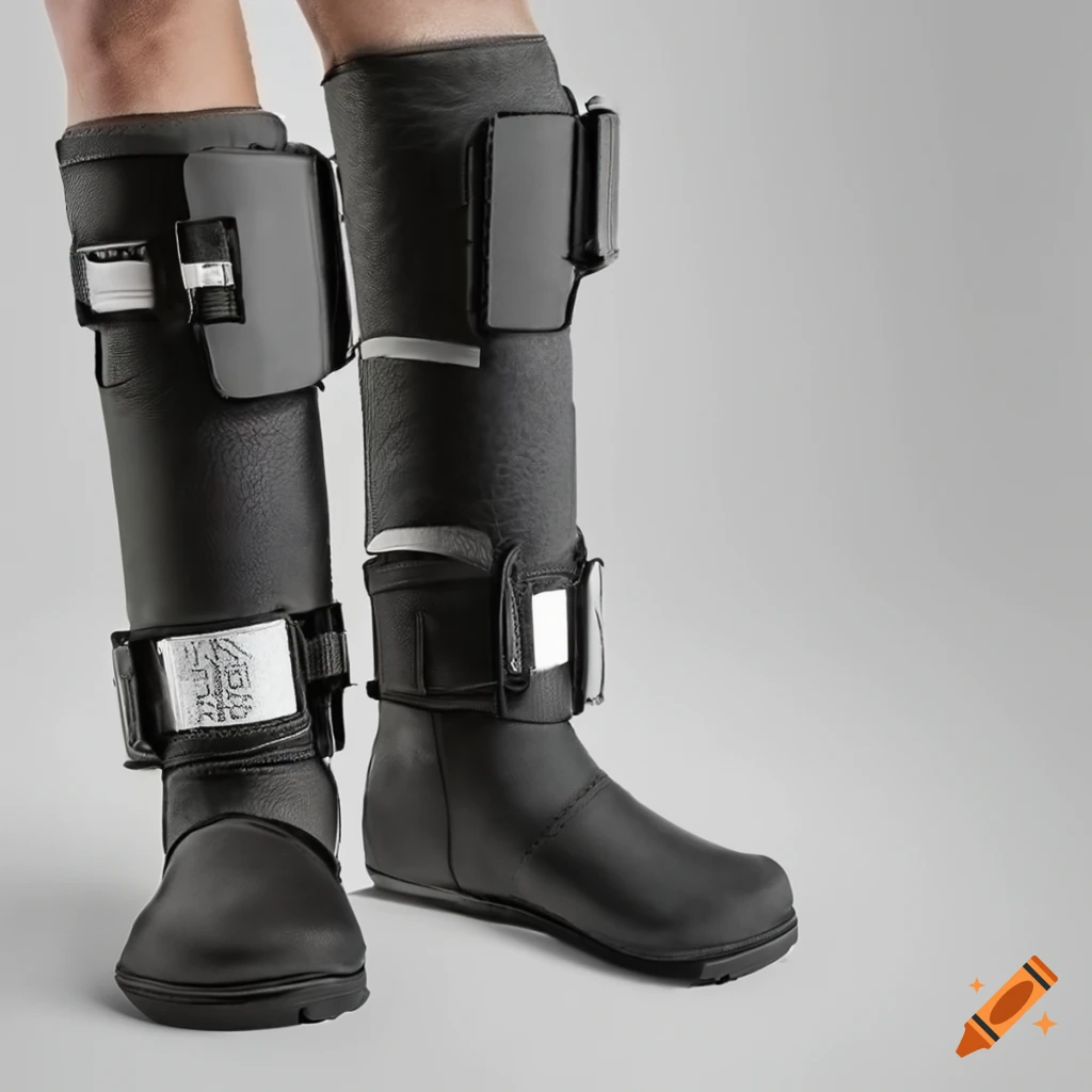 Knee boot with anti-slipping sole and tracking system side view
