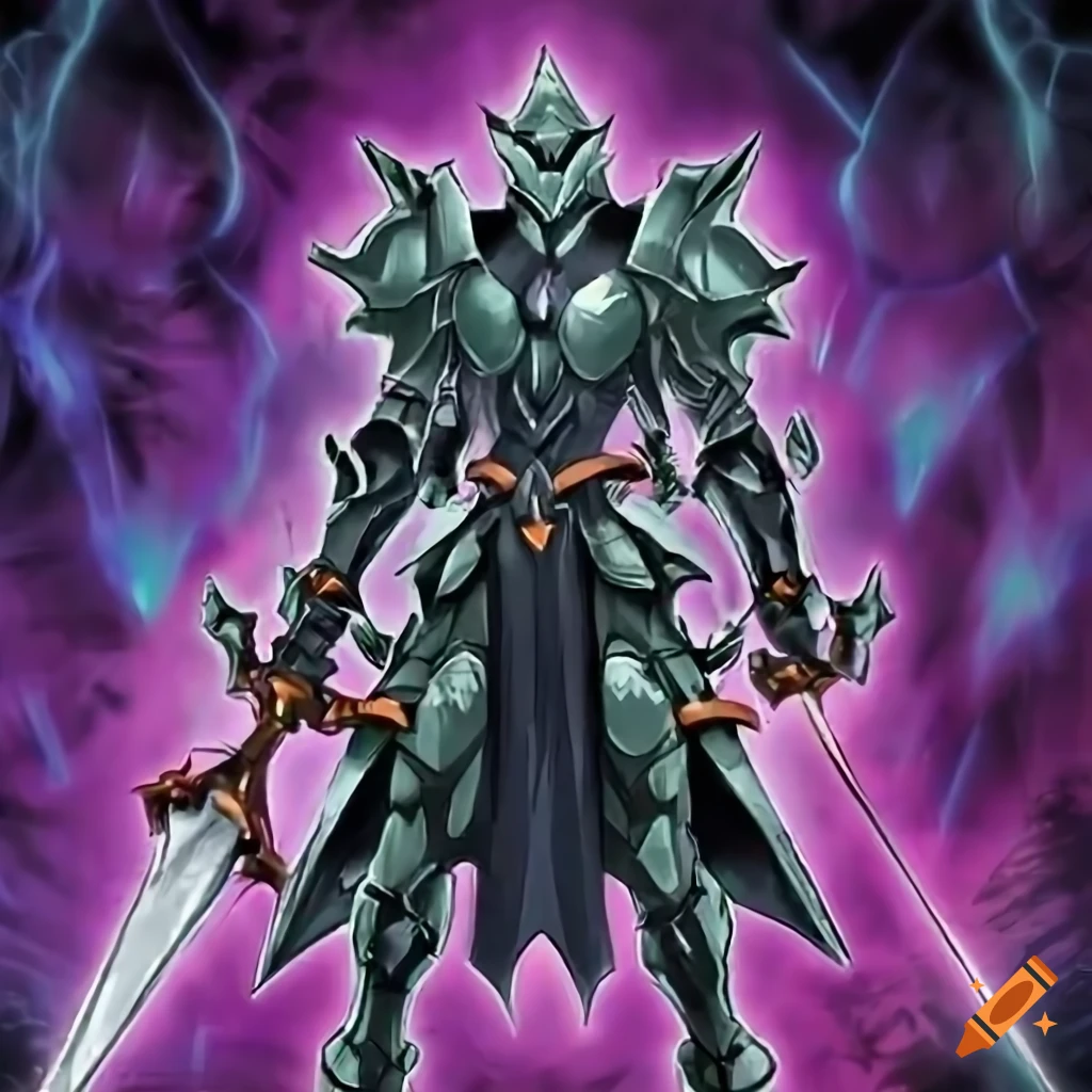 Spirit swordman with black armor in yu gi oh card style
