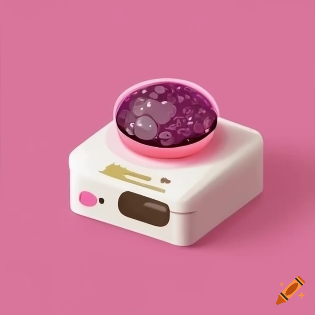 Isometric mini printer cute pink and white with buttercups jelly