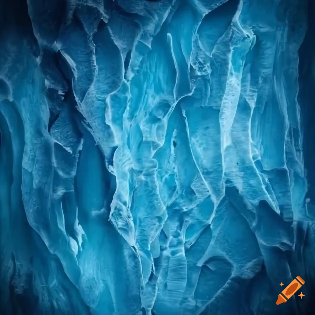 Blue glacier ice texture with light shining through on Craiyon